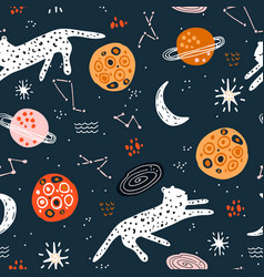 Childish seamless pattern with hand drawn space Vector Image