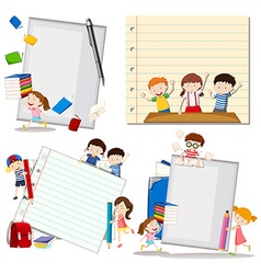 Paper template with happy children Royalty Free Vector Image