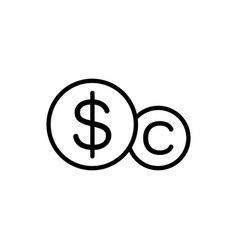 Line cash dollar money icon on white background Vector Image