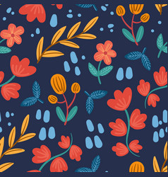 Decorative 60s style flowers seamless pattern Vector Image