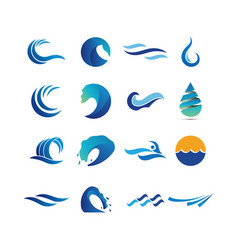 Wave emblems ocean water abstract isolated Vector Image