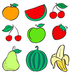 Collection of fruits in cartoon style Royalty Free Vector