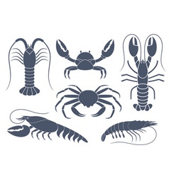 Crustacean set Royalty Free Vector Image - VectorStock