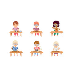 School time table with doodle children Royalty Free Vector