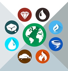 Fire water earth and wind emblems Royalty Free Vector Image