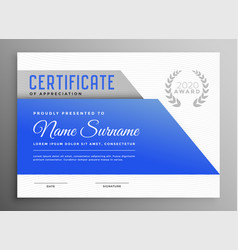 Blue professional diploma certificate design Vector Image