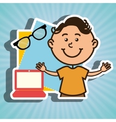 Cartoon kids with computer Royalty Free Vector Image