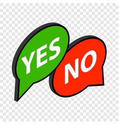 Speech bubble yes no icon isometric 3d style Vector Image