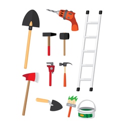 Tools objects cartoon set Royalty Free Vector Image