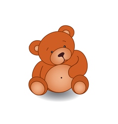 Cartoon teddy bear and number two isolated Vector Image