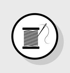 Spool of thread and needle symbol for seamstress Vector Image