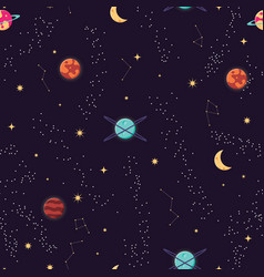Seamless pattern of planets in open space Vector Image