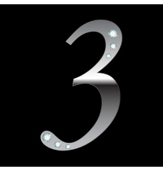 Silver glitter alphabet numbers 5 with shadow Vector Image