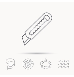 Cutter knife and scissors symbol Royalty Free Vector Image