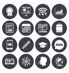 Education and study icon presentation signs Vector Image