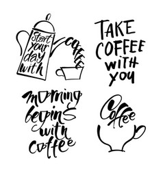 Coffee logo emblem set design hand drawn Vector Image