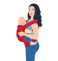 Young caucasian mother breastfeeding her baby Vector Image