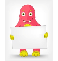 Horned green monster holding a blank sign Vector Image