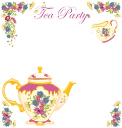Tea party vintage vertical background Royalty Free Vector