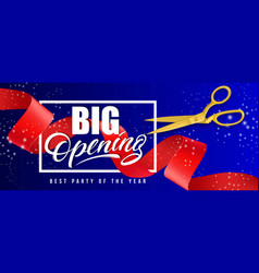 Grand opening card with ribbon background Vector Image