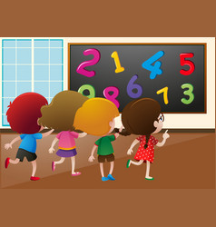 Kids and many numbers Royalty Free Vector Image