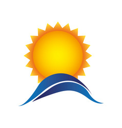 Mountains and sun icon Royalty Free Vector Image