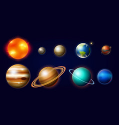 Colorful solar system with nine planets Royalty Free Vector