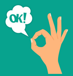 Tick mark fingers hands shows all ok well done Vector Image