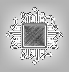 Cpu microprocessor sticker style icon Royalty Free Vector