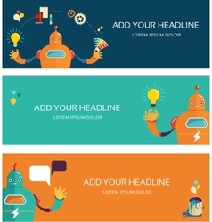 Robot designer creative thinking web banners vector