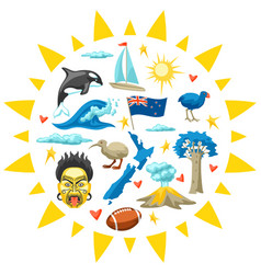 New zealand icons set Royalty Free Vector Image