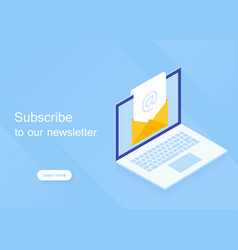 Subscribe to our newsletter cartoon banner news Vector Image