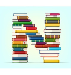 Alphabet from stacks of multi colored books Vector Image