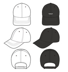 Cap mockup in front side and back views Royalty Free Vector