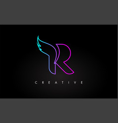 Neon a letter logo icon design with creative wing Vector Image