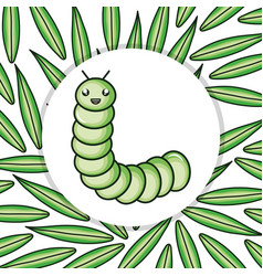 Cute little worm kawaii character Royalty Free Vector Image