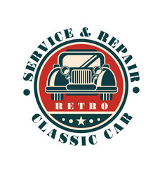 Service and repair classic car logo design retro Vector Image