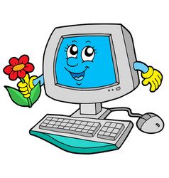 Cartoon smiling desktop computer Royalty Free Vector Image