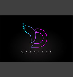 Neon a letter logo icon design with creative wing Vector Image