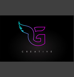 Neon a letter logo icon design with creative wing Vector Image