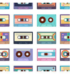 Audio cassette seamless pattern Royalty Free Vector Image