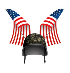 United state flag with military helmet Royalty Free Vector