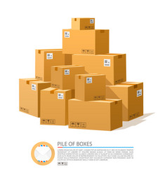 Pile of carton boxes isolated on white background Vector Image