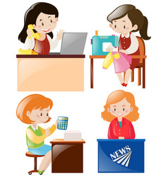 Men and women doing different jobs Royalty Free Vector Image