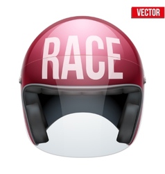 Red motor racing helmet with glass visor Vector Image