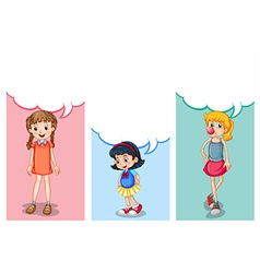 Three cute girls Royalty Free Vector Image - VectorStock