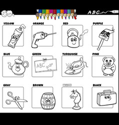 Primary colors cartoon set Royalty Free Vector Image