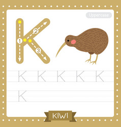 Letter k uppercase tracing practice worksheet Vector Image