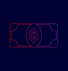 Bank note dollar sign black dashed icon Royalty Free Vector