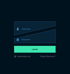 Creative dark login form design template Vector Image